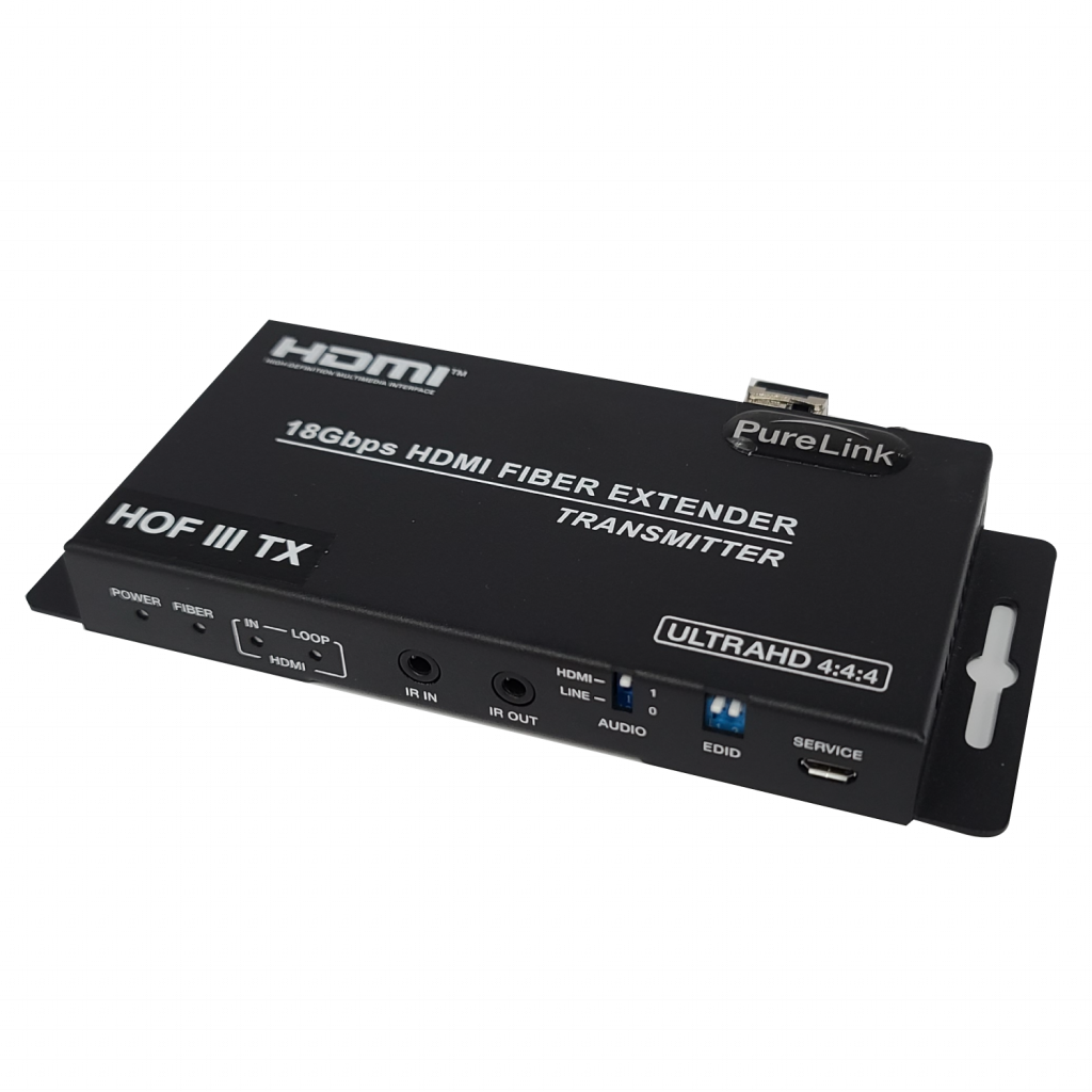 4K60 4:4:4 Fiber Extender w Loop Out and Audio Insert/Extract - PureLink AV