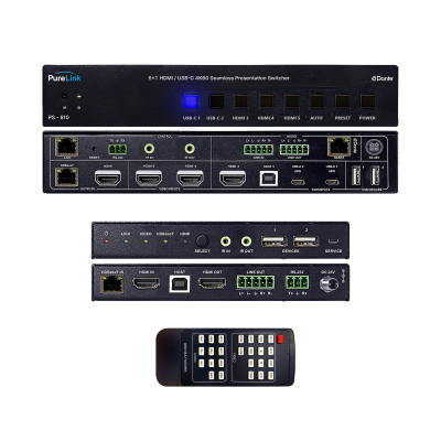 6x1 HDMI / USB-C 4K60 Seamless Presentation Switcher with Dante ...