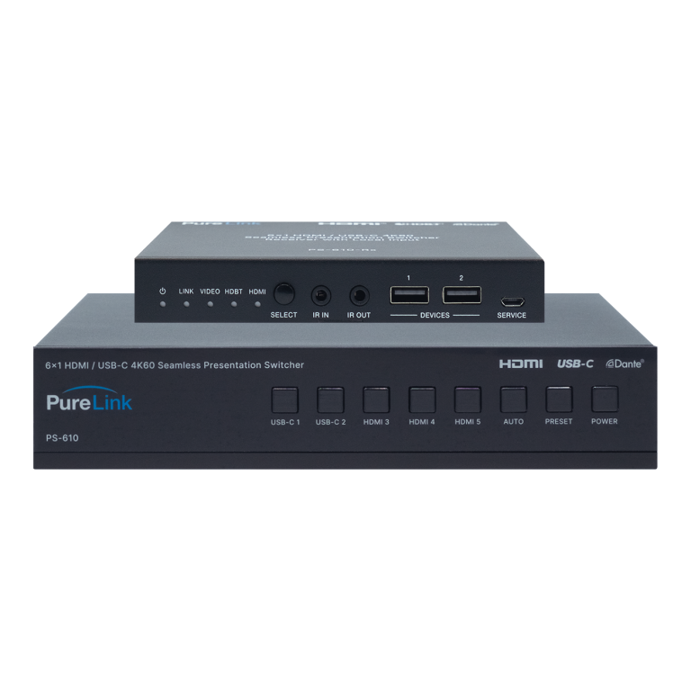 6x1 HDMI / USB-C 4K60 Seamless Presentation Switcher with Dante ...