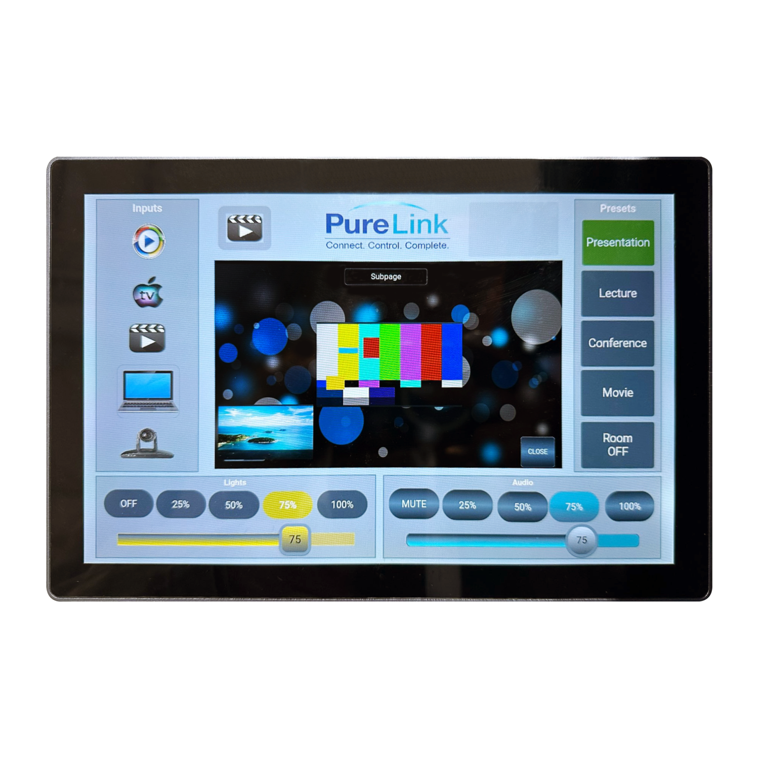 iCON™ T10W – Ten Inch Wall Mount Touch Screen Controller with EZ Control™ - PureLink AV