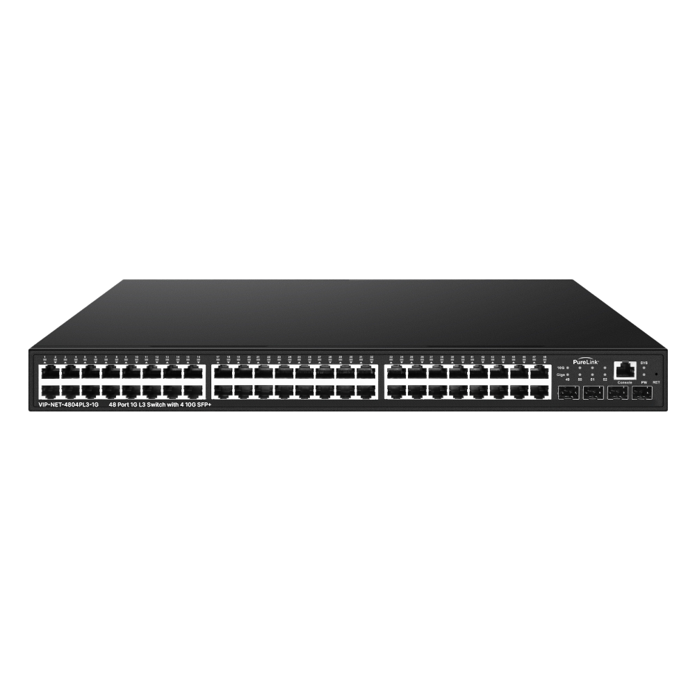 48 Port 1G L3 Switch with 4 10G SFP+ - PureLink AV