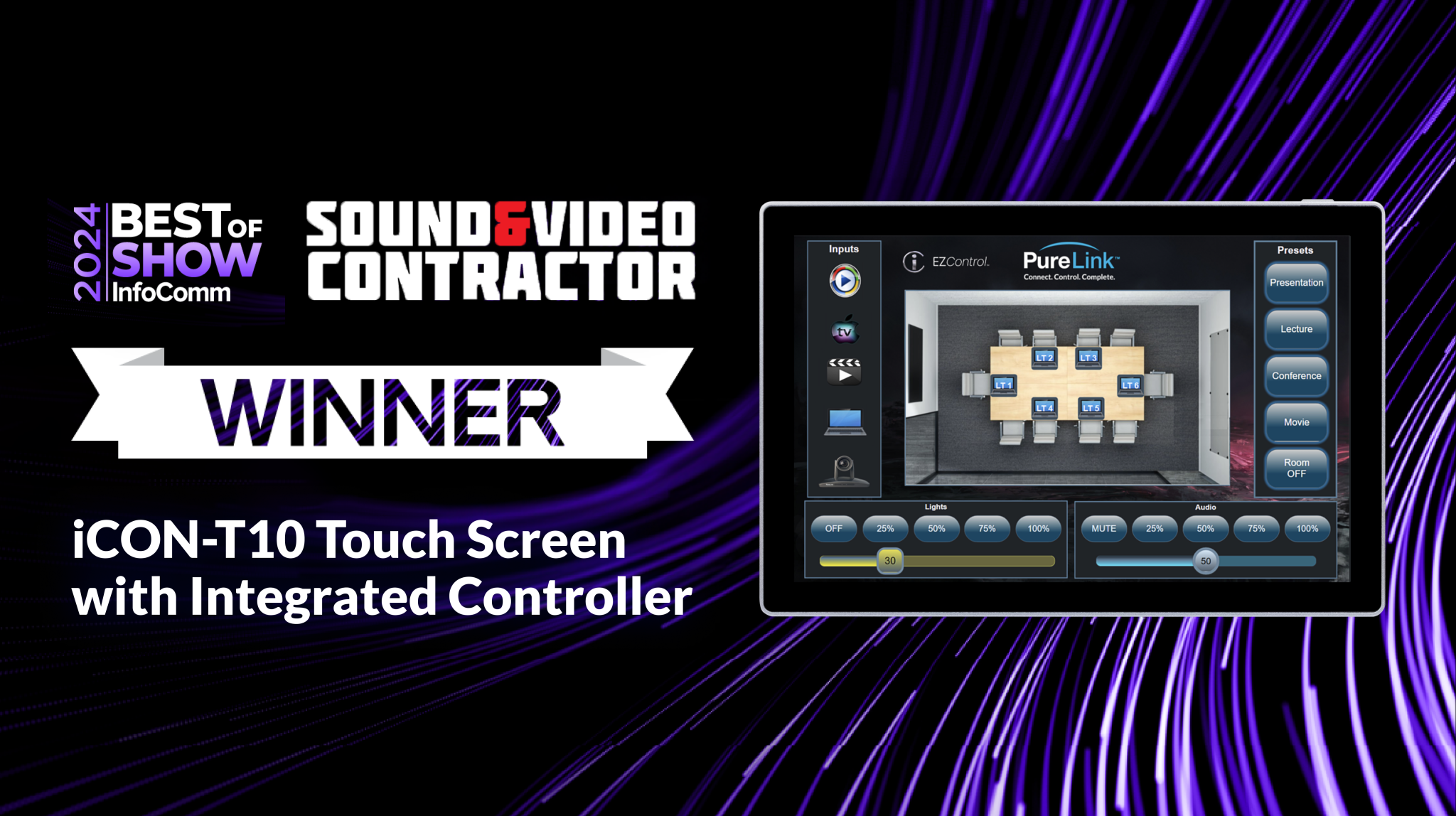 The iCON™-T10 Touch Screen Controller Wins Best of Show at InfoComm 2024 - PureLink AV